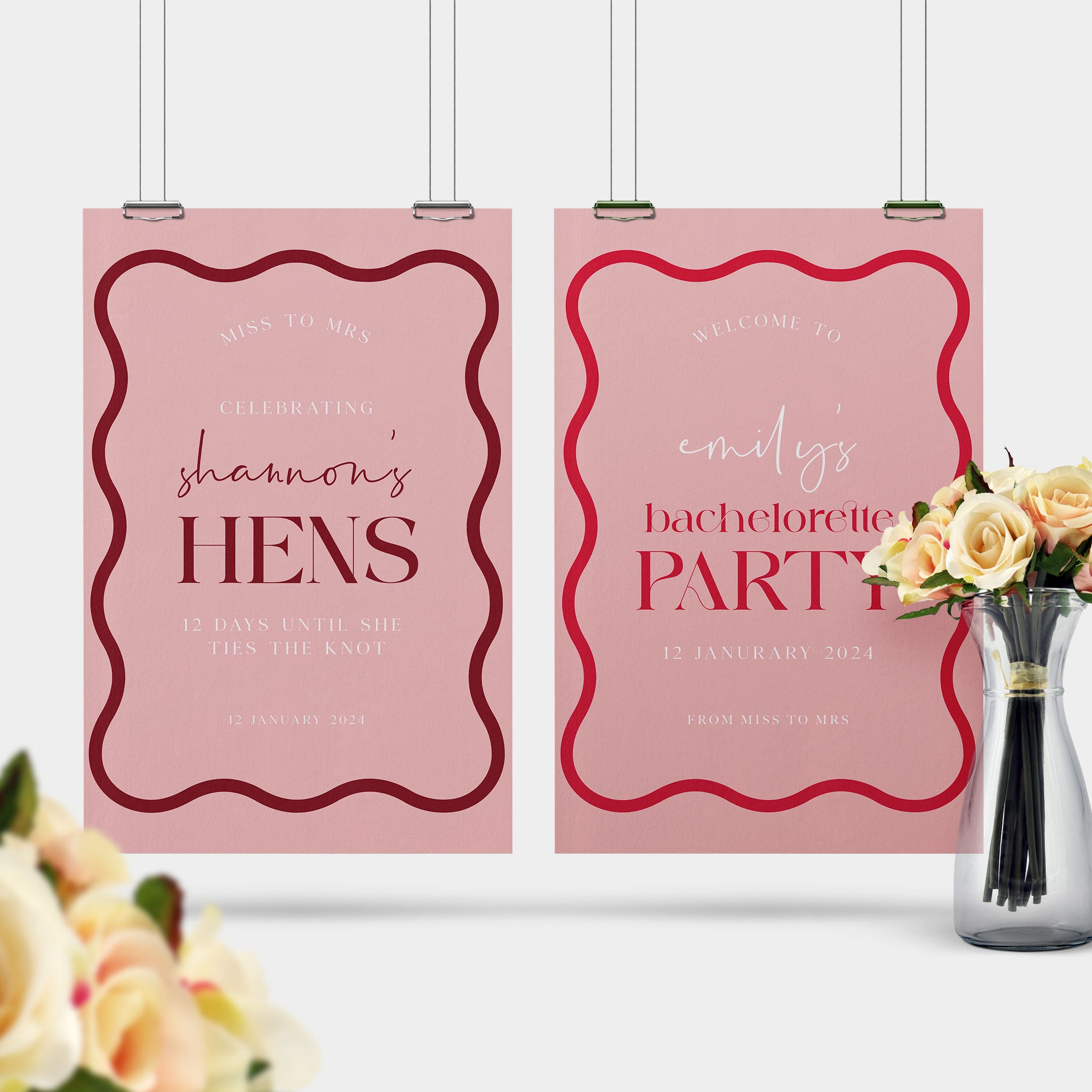 Custom Printed Hens Party Signs - Bridal Shower / Bachelorette Party ...